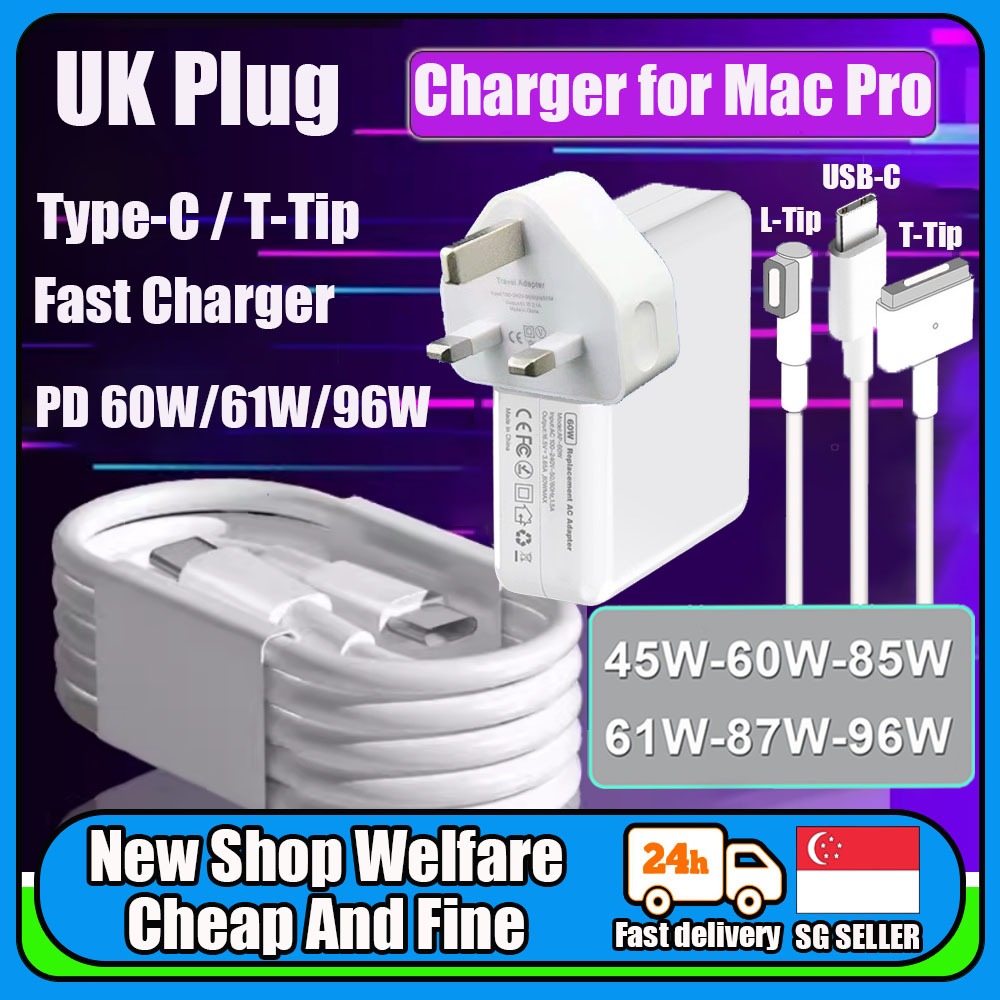 【SG Stock】Charger for Mac Pro Air USB C 60W/61W/96W UK Plug Charger ...