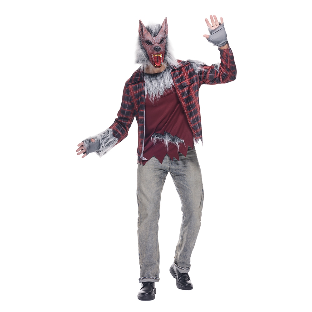 Fast Delivery Adult Horror Halloween Werewolf Costume Set Includes Mask ...