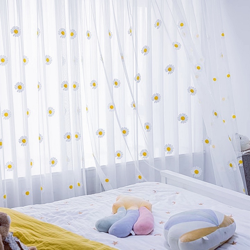 Rural Yellow Sunflower Sheer Curtain Panel for Daughters Bedroom Cute ...