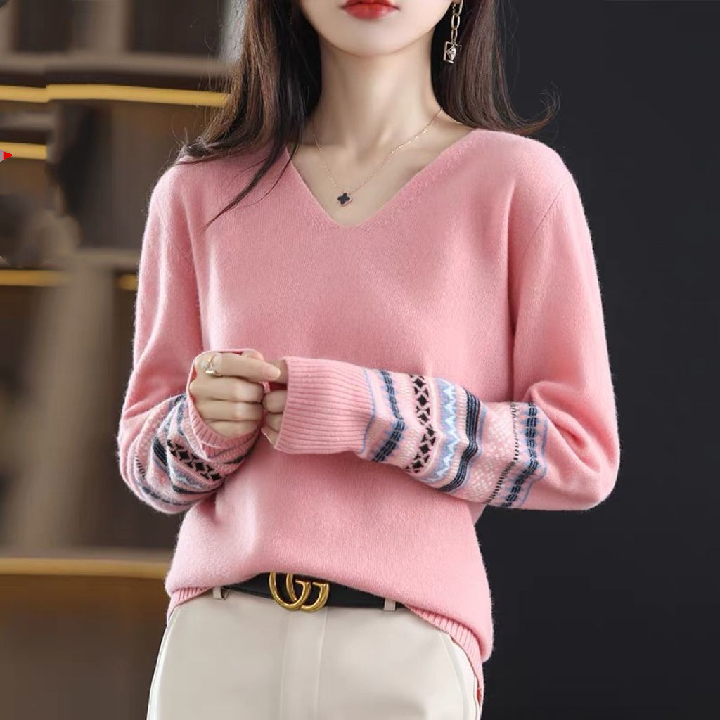 [In stock] Spring and Autumn New V-neck Knitted Sweater Women's Loose ...