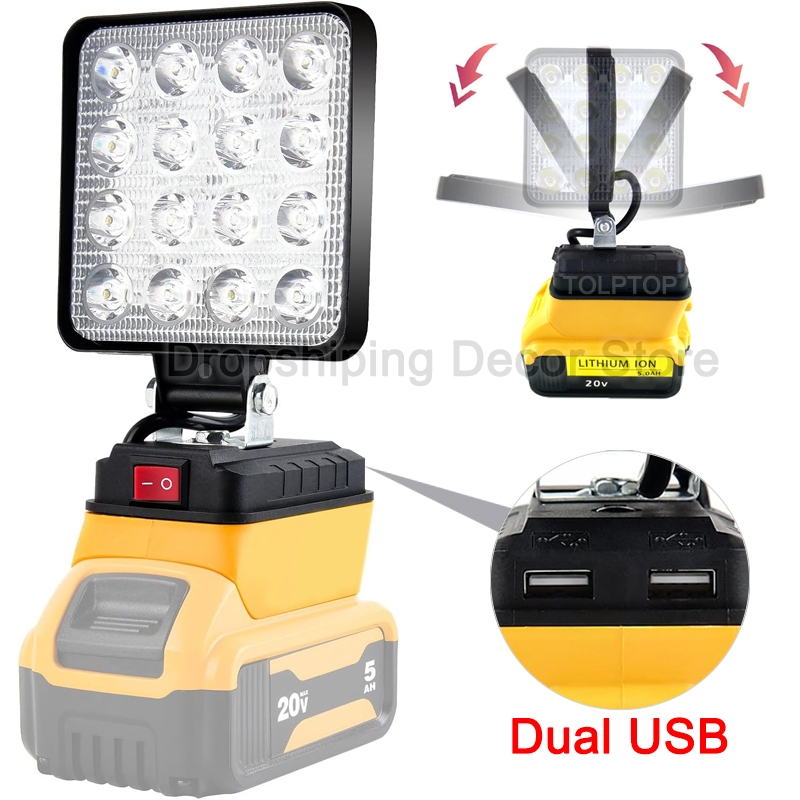 4 inch Portable Cordless LED Work Light for Dewalt 18V 20V Lithium ...