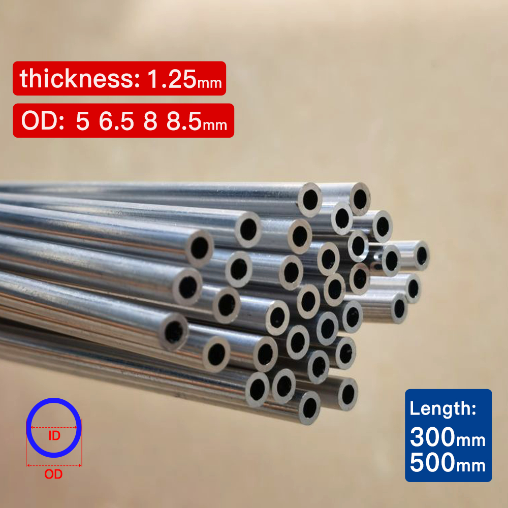 FUYI aluminum tube Wall Thickness 1.25mm OD 5-8.5mm Straight roud pipe 300mm 500mm length ...