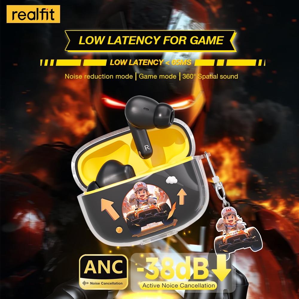 Realfit F3 ANC Bluetooth Earphone -38dB Noise Cancelling Tws Earbuds ...