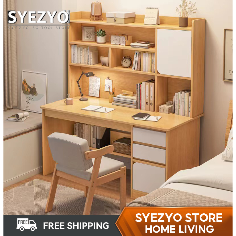 (SG) Syzzyo Computer Table with Book Shelf Student Study Desk Writing ...