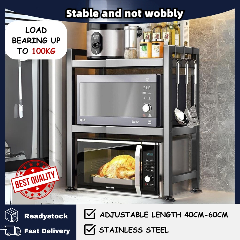 【SG Stock】Adjustable microwave rack Kitchen storage rack Oven rack ...