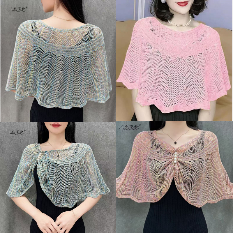 ((Matching Brooch) Korean Style with Sling Strapless Knitted Shawl ...