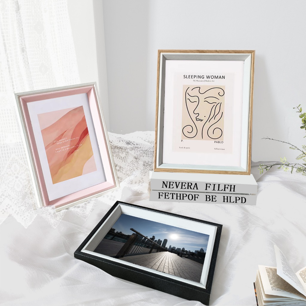 【SG Seller】Square Wooden Photo Frame Picture Frame Photo Hanging Stand ...