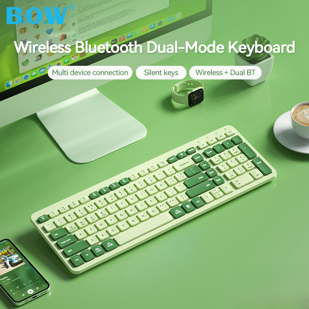 BOW K680D Wireless Bluetooth Dual-Mode Keyboard 106 Keys BT Silent Keys ...