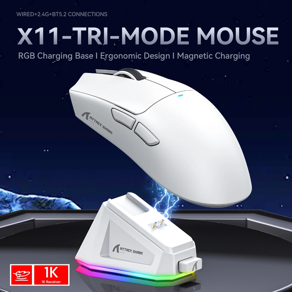 Attack Shark X11 Wireless Mouse Paw3311 22000DPI Buletooth Three Mode ...