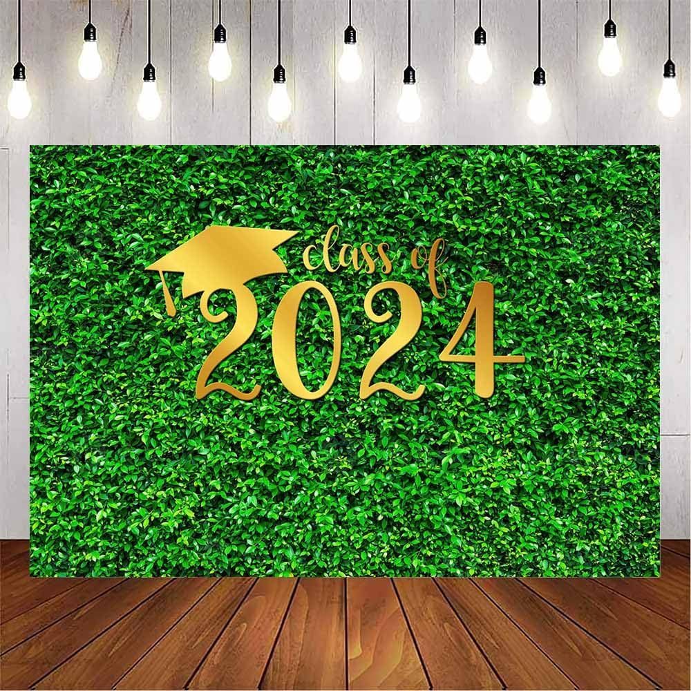 7x5ft Class of 2024 Photography Backdrop Green Leaves Graduation Photo ...