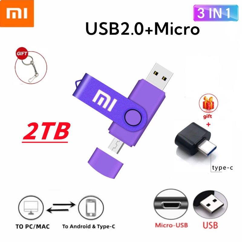 2TB OTG Flash Drive 3 in 1 USB Micro Type-c 512GB 128GB 256GB for ...