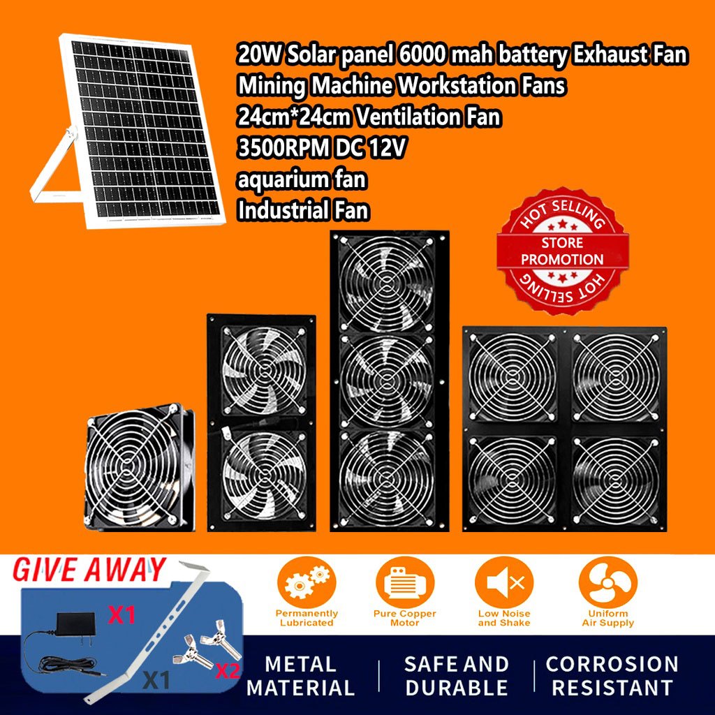 Ventilation Fan 20W Solar panel Exhaust Fan Ultrathin sash Kipas Ekzos ...