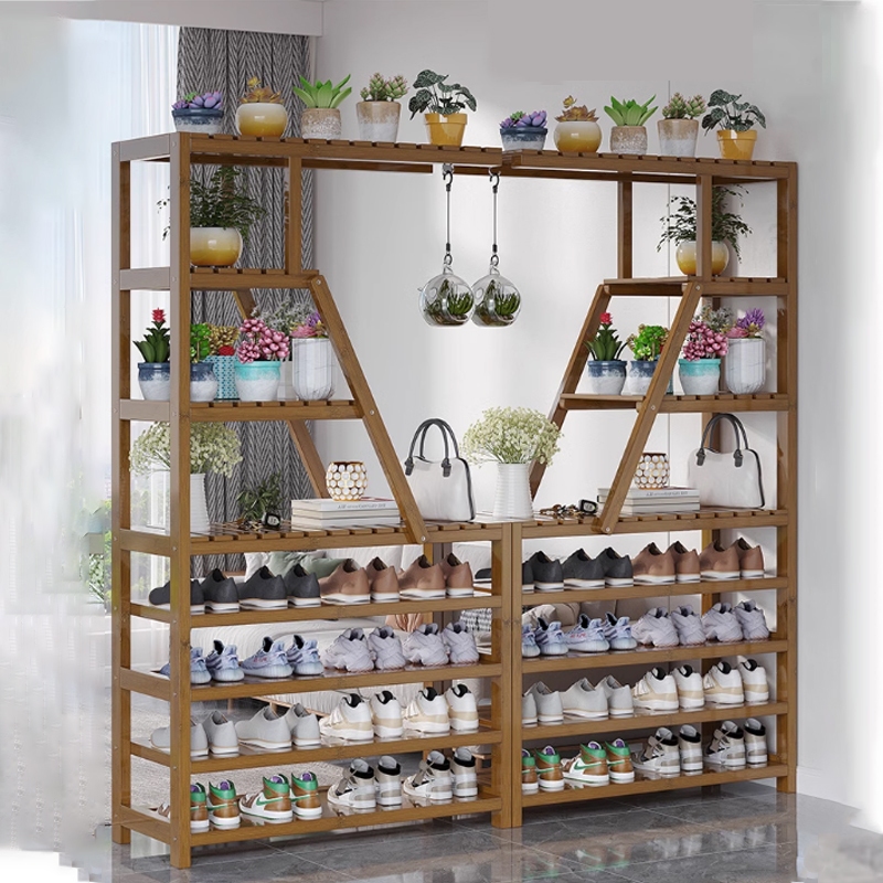 Multi Layer Doorway Bamboo Shoe Rack Shoes Cabinet Wooden Shoes Storage ...