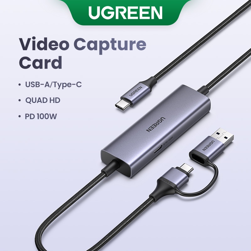 UGREEN USB-A/Type-C Video Capture Card PD100W Aluminum Alloy QHD ...