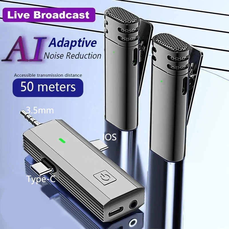 3 In 1 Wireless Lavalier Microphone Intelligent Lapel Microphone Noise ...