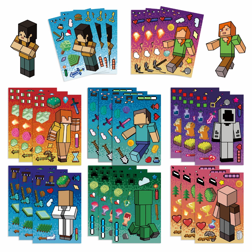 Cartoon Cartoon Game Theme Minecraft, Roblox Series Puzzle Stickers ...
