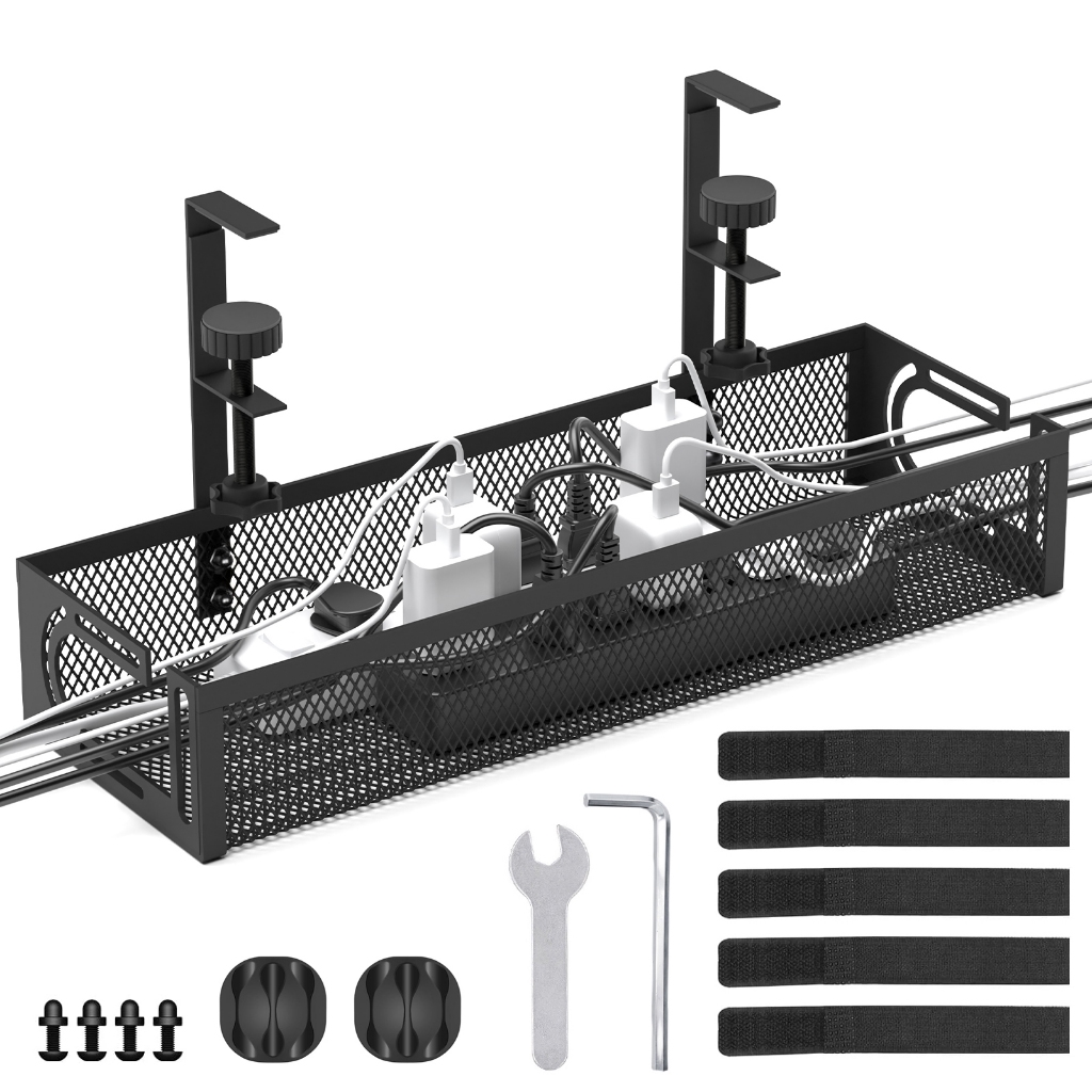 Under Desk Cable Management Tray, Wire Organizer Under Desk No Drill ...
