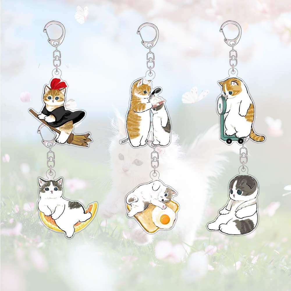 Keychain Mofusand Peripheral Cute Cat Acrylic Backpack Key Ring ...