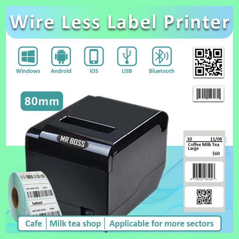 MRBOSS Thermal 3“ 1/8 80mm USB Bluetooth port label machine sticker ...