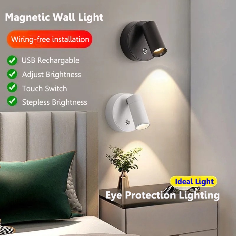 2000mAH Magnetic Base Led Wireless Wall Light USB Rechargeable Wall ...