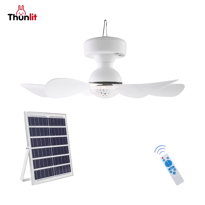 Thunlit Solar Outdoor Ceiling Fan with Light 10000mAh Remote Control ...