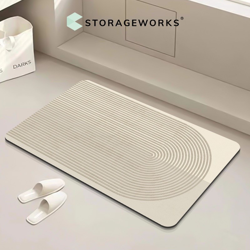 【SG Seller】StorageWorks Floor Mat Diatom Mud Non-Slip CreamLiving Anti ...
