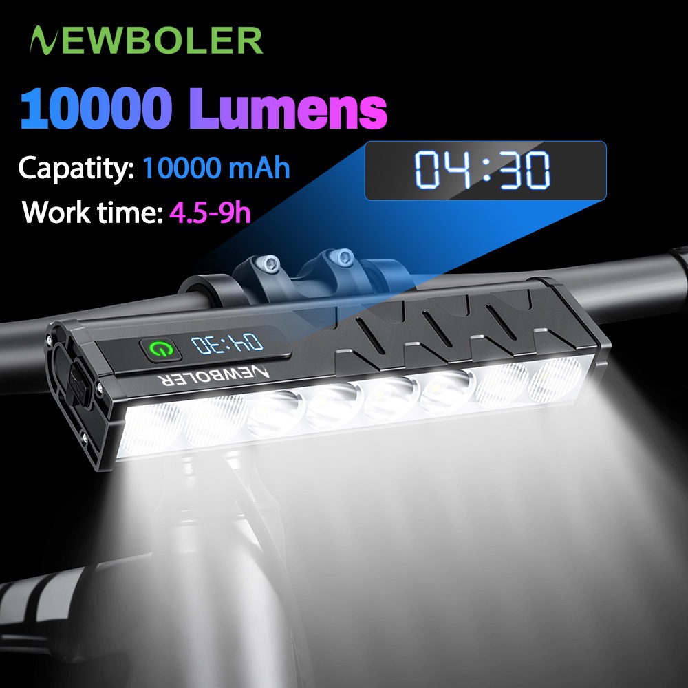 Newboler Digital Display 10000 Lumens Bike Light 10000mAh Bicycle Front ...