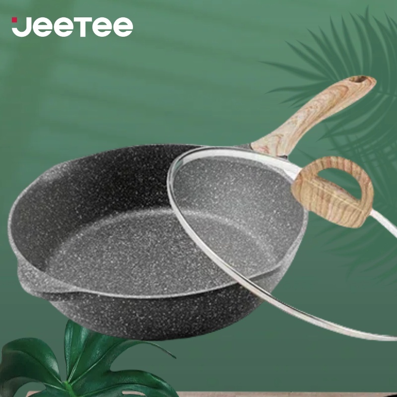JEETEE Non-Stick Deep Pan with lid 24/28/32cm Maifan Stone Coating ...