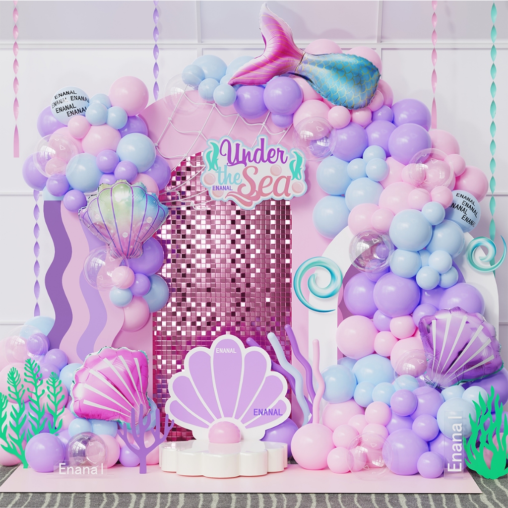 121pcs Green Blue Ocean Balloon Arch Kit BoBo Seahorse Shark Shell ...