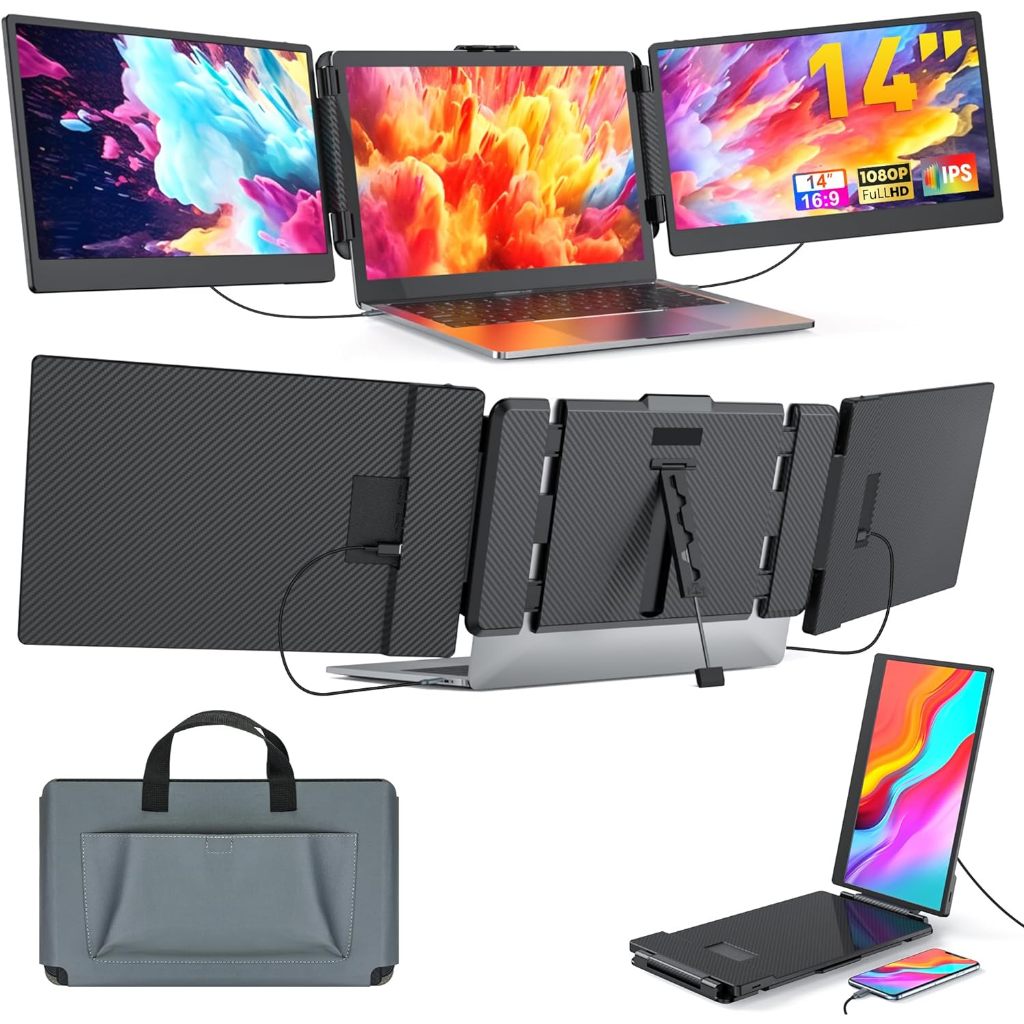 Portable Monitor for Laptop 14” FHD 1080P IPS Laptop Screen Extender ...