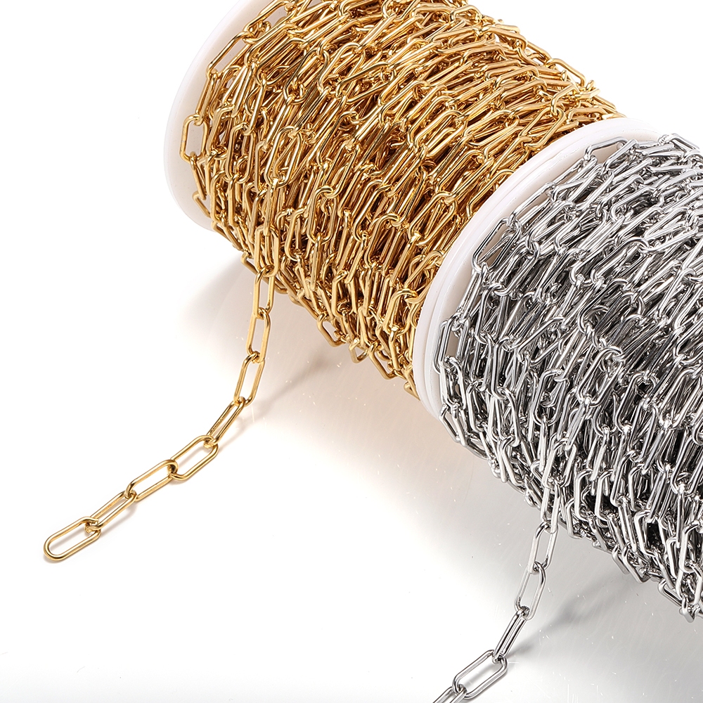1meter 7mm 4mm Stainless Steel Chain Gold Neckalce Chain Rolo Cable