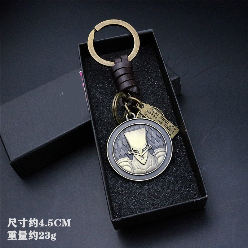 Anime JoJos Bizarre Adventure Keychain Leather rope Key Chains Keyring ...