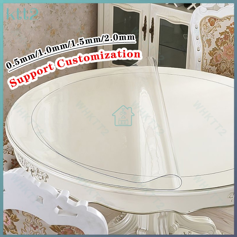 Round Table mat PVC plastic table cloth transparent Foldable waterproof ...