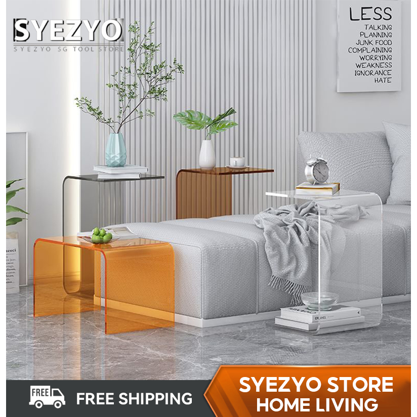 Syezyo Acrylic Side Table Transparent Multi Use Sofa Side Table Small ...