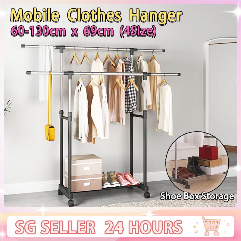💥SG SELLER 💥Laundry Rack Adjustable Single & Double Pole Laundry ...