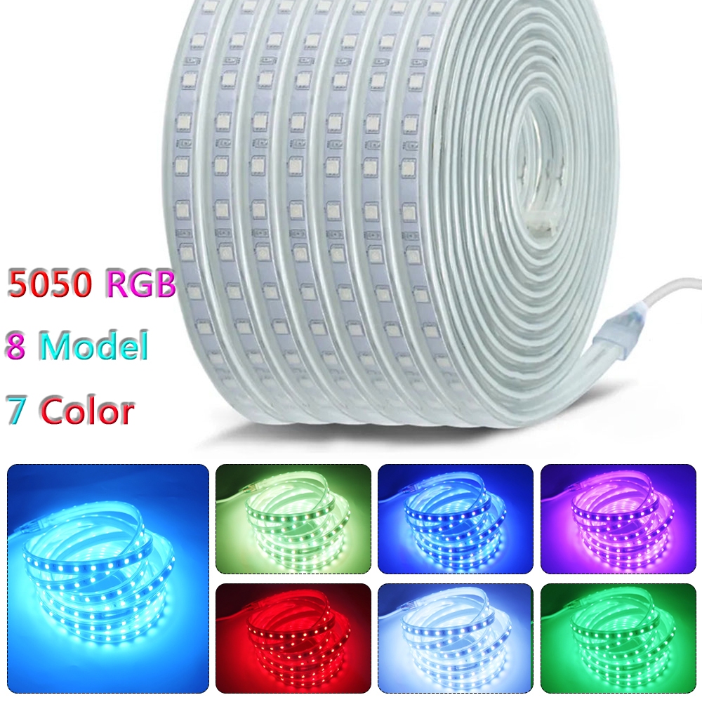 5050 LED Strip Light 220V Waterproof RGB Flexible LED Ribbon with ...