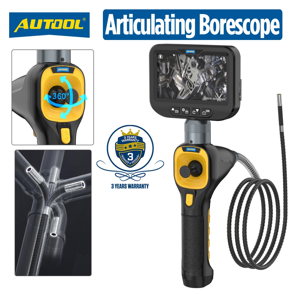 AUTOOL 360° Articulating Borescope Camera Engine Inspection Industrial ...