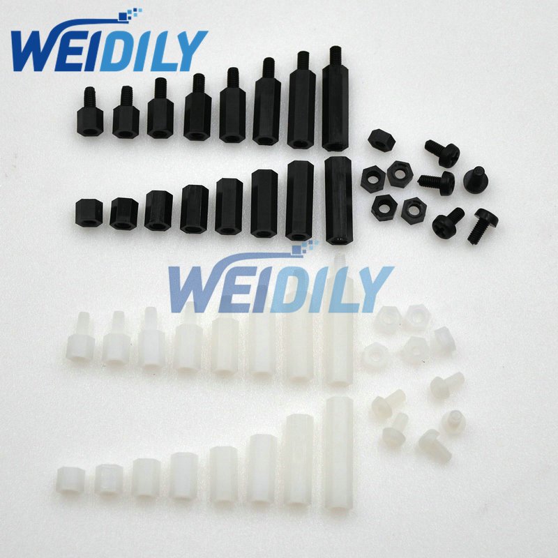 50PCS White Black Plastic Nylon M3 Hex Column Standoff Spacer Screw For ...
