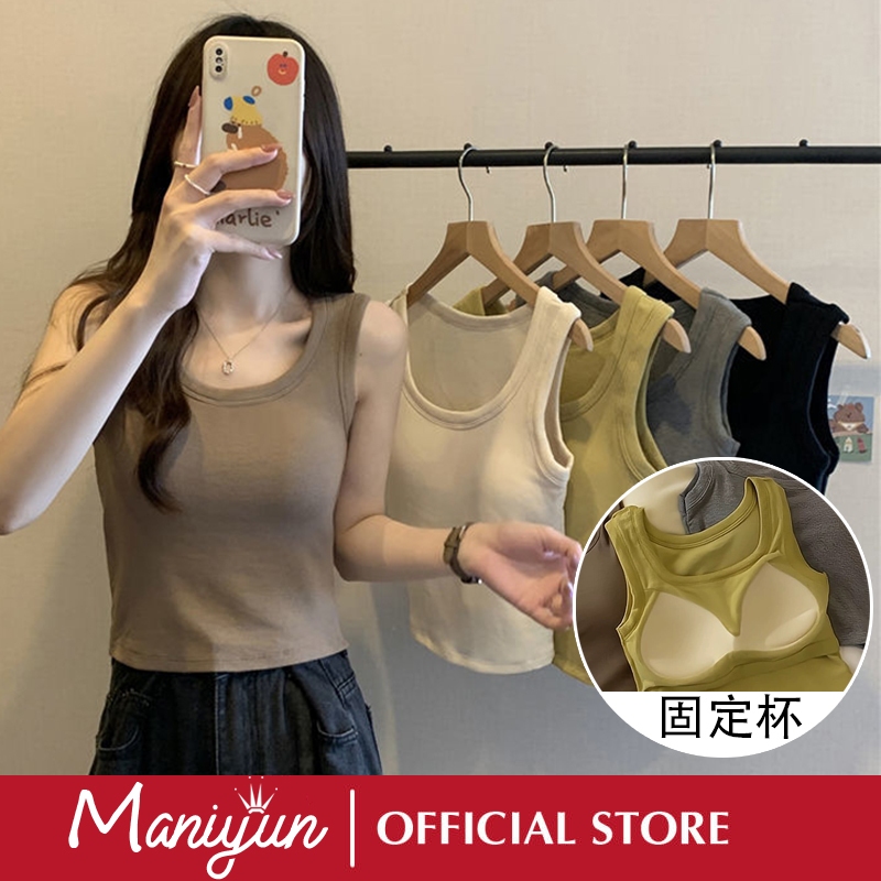 Maniyun 100g Fixed Cup 95% Cotton Singlet Women Sleeveless Camisole ...