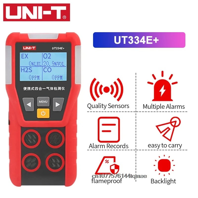 UNI-T UT334E+ Multi Gas Detector Gas Meter O2 H2S CO LEL Oxygen ...