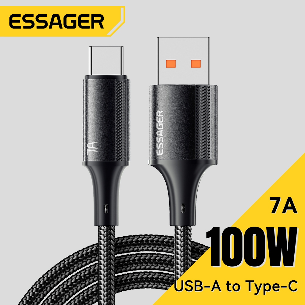 ESSAGER 100W 7A USB A To Type C Fast Charging data cable USB2.0 480Mbps ...