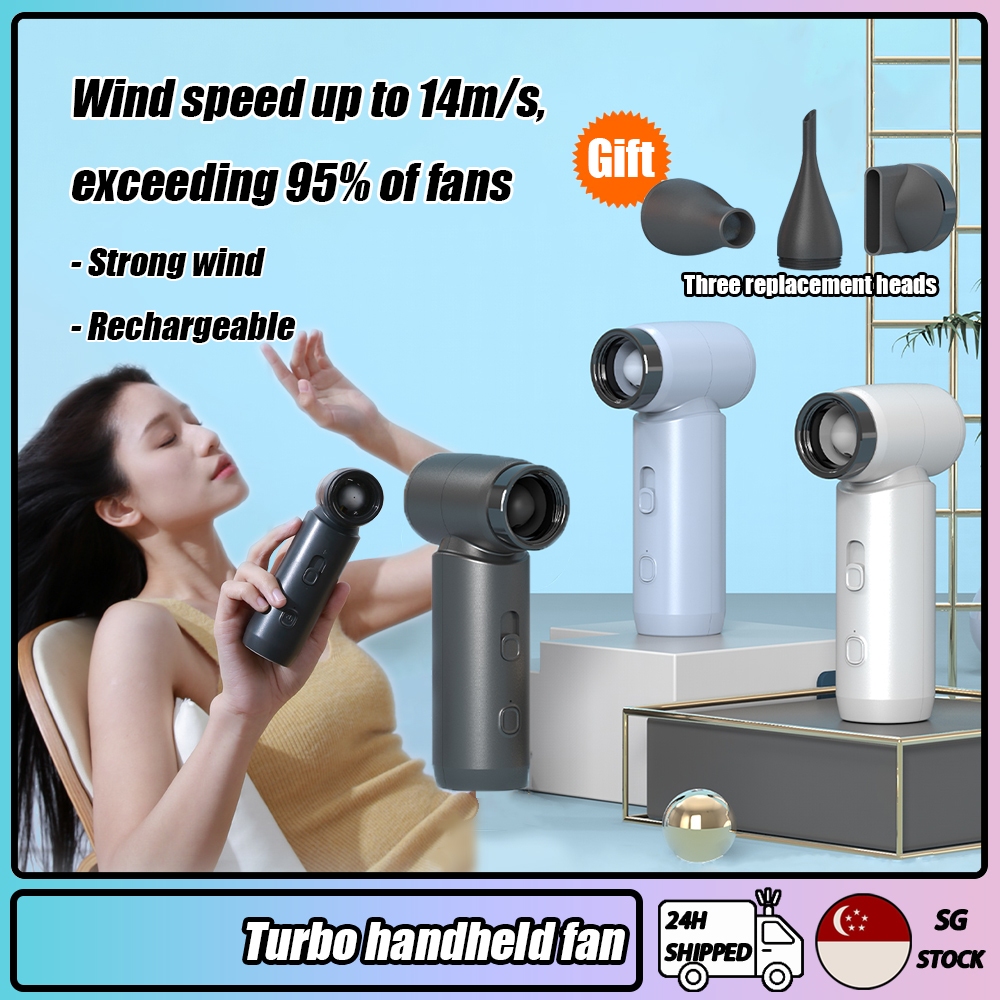 【SG Stock】Handheld Fan Turbo Mini Portable Fan Rechargeable Battery 14m ...