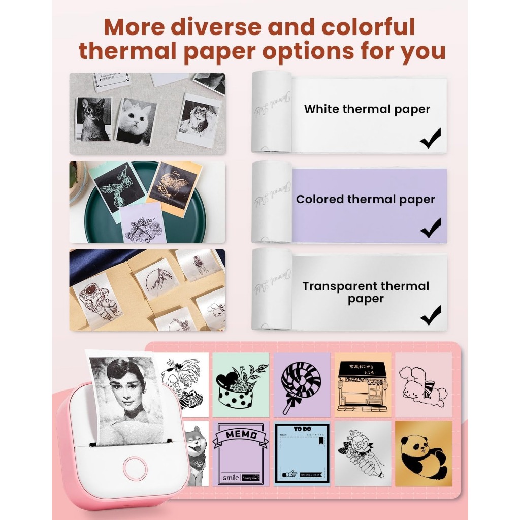 Phomemo T02 Mini Bluetooth Thermal Label Sticker Printer For Photo ...