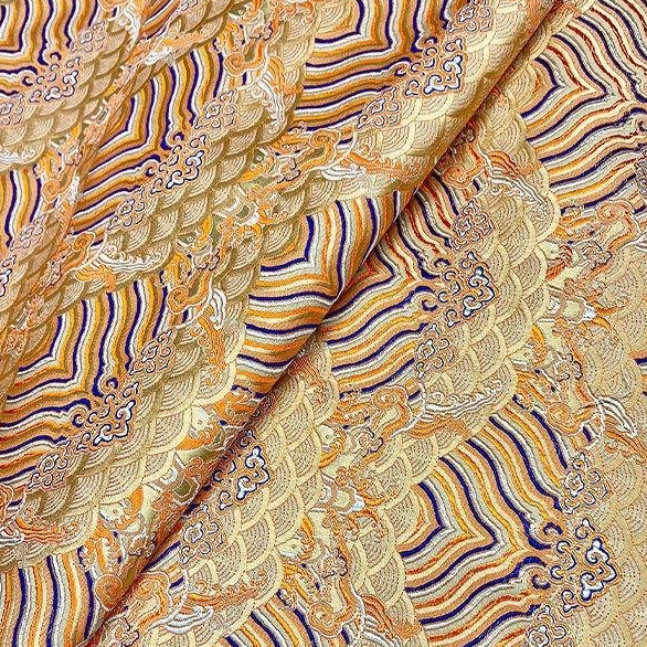 Mulberry Silk Ocean Spray Brocade Jacquard Fabric Dress Fabric | Shopee ...