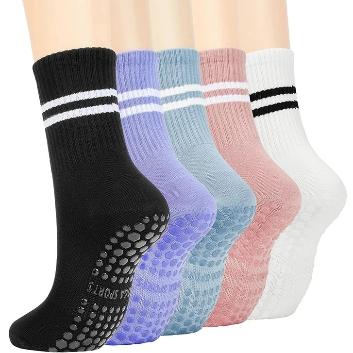 Women Anti-skid Yoga Socks High quality Cotton Mid-tube Bottom ...