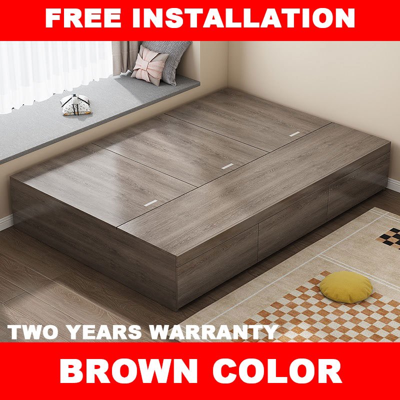 【Free Installation】HDB Bed Frame Solid Wood Storage Bed Tatami Drawer ...