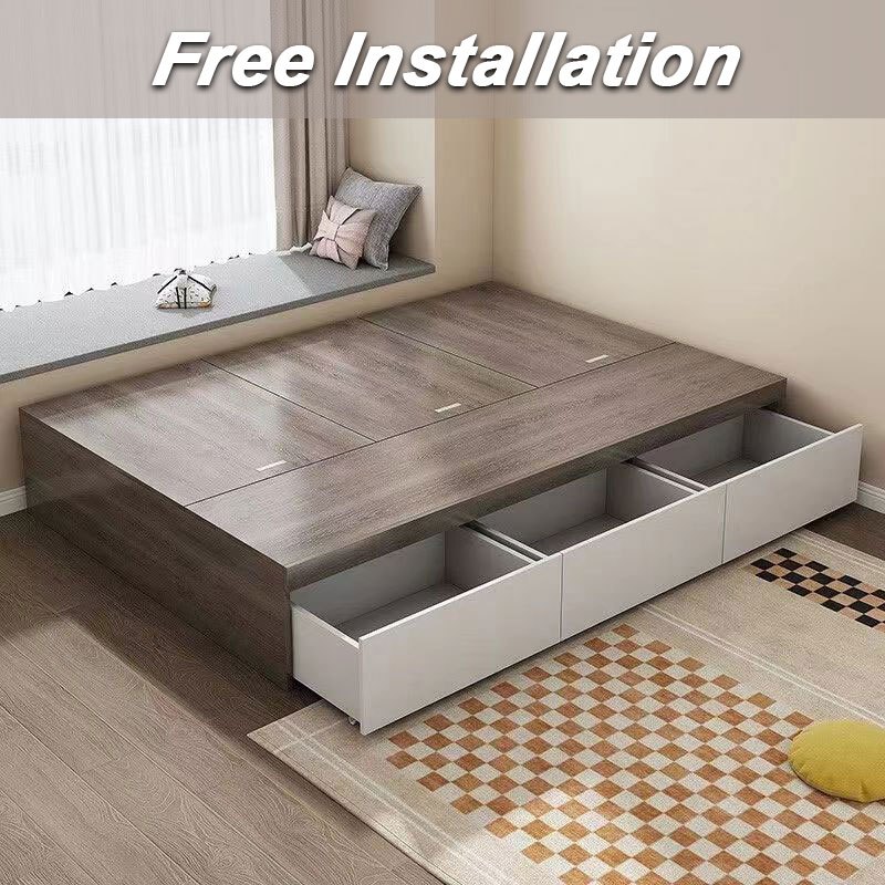 Free Installation 】HDB Solid Wooden Frame Storage Super Single Tatami ...