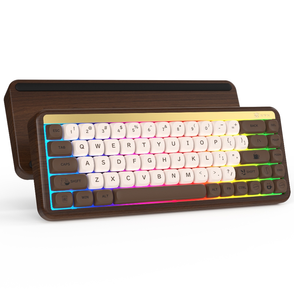 xvx Xvx M68 black side carved wooden keyboard wired gaming keyboard ...
