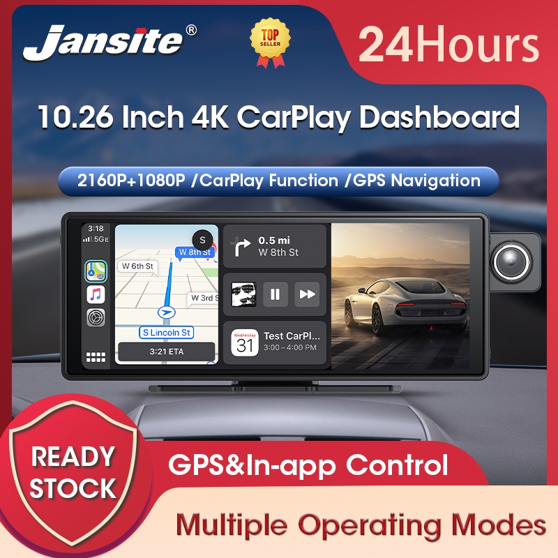 Jansite Dash Cam 10.26 Ultra HD 4K Voice Control Front and Rear Camera ...