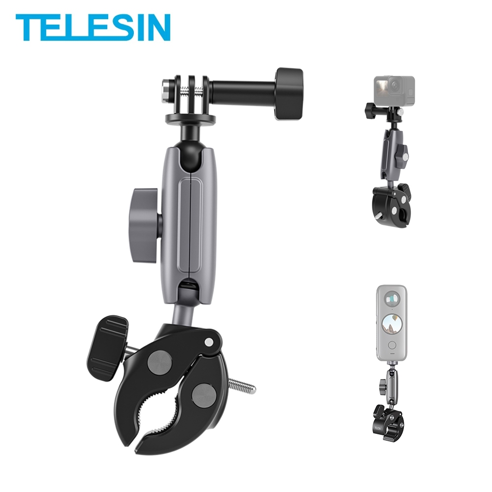 TELESIN 360° Aluminum Alloy Clamp Mount Rotation Camera Bicycle Clip ...